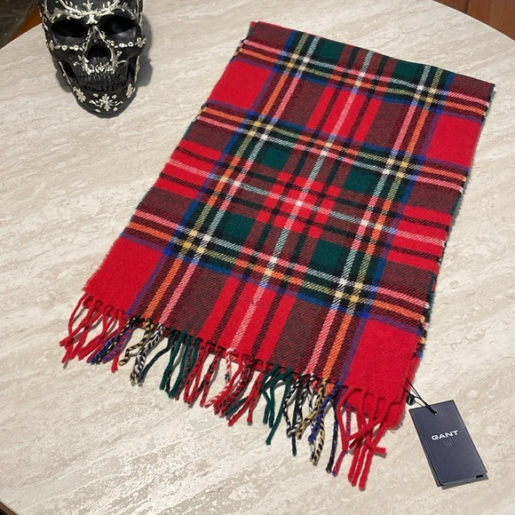 Gant | Accessories | Nwt Gant 0 Lambswool Tartan Plaid Scarf Made In ...